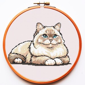 Cute Birman Cat Cross Stitch Pattern PDF Funny Modern Design Xstitch ...