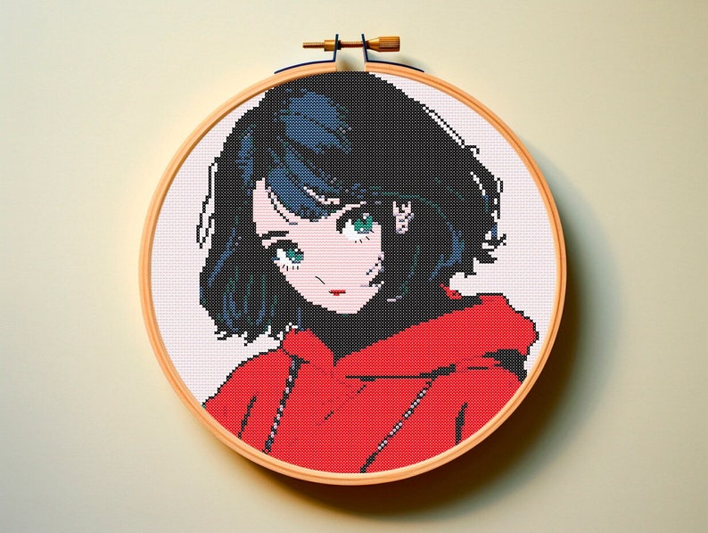 Anime Girl Cross Stitch PDF Pattern Instant Download Japanese Art Manga ...