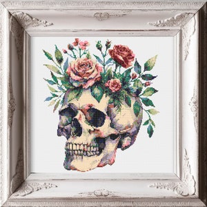 SET of 4 Goth Cross Stitch Patterns BUNDLE PDF Skull Flowers Floral ...