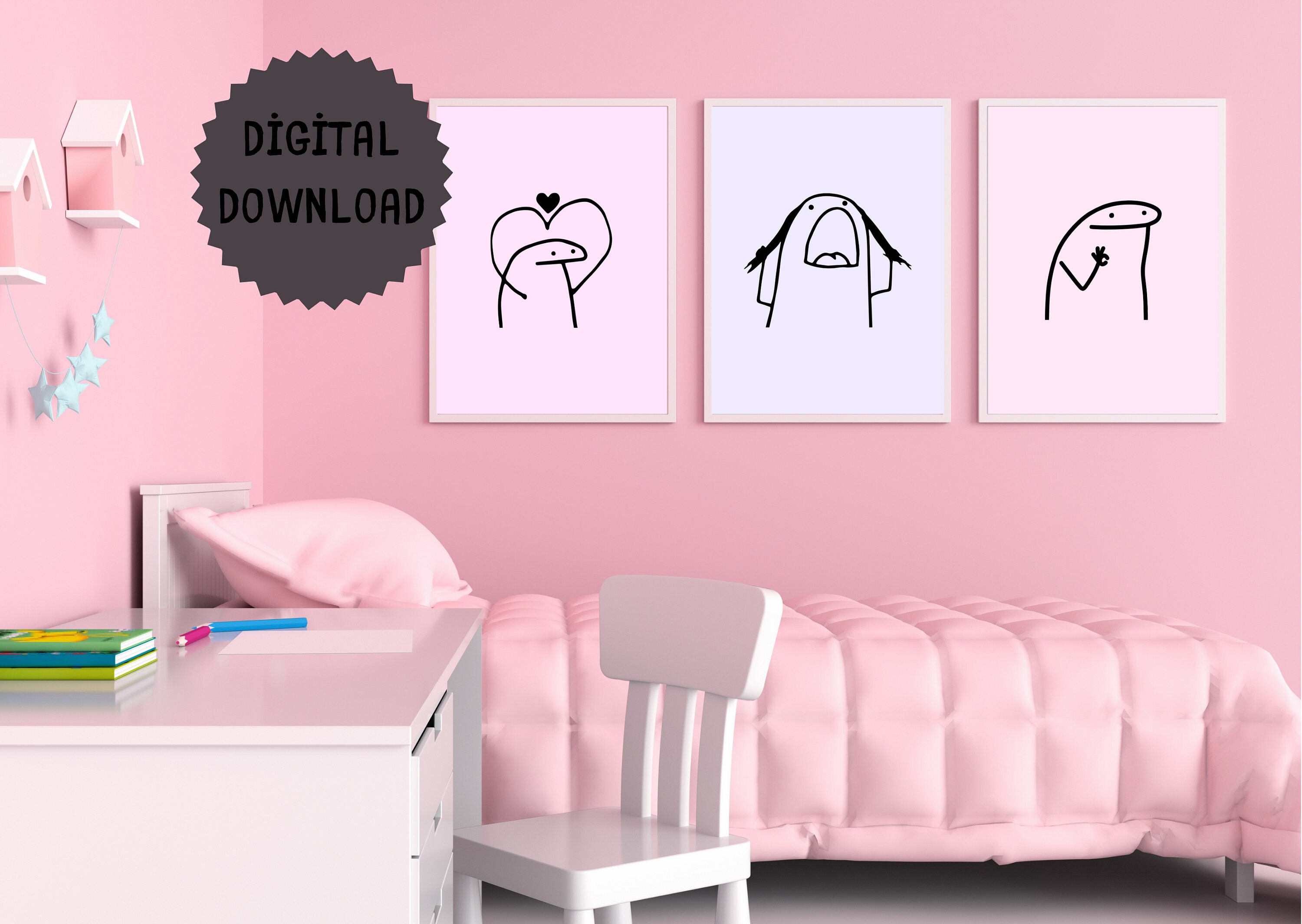 Cartoon Wall Art, Animation Wall Art, Simple Creative Wall Art - Etsy