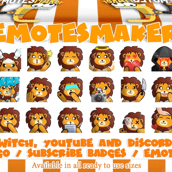 Lion Emotes for Twitch - Etsy