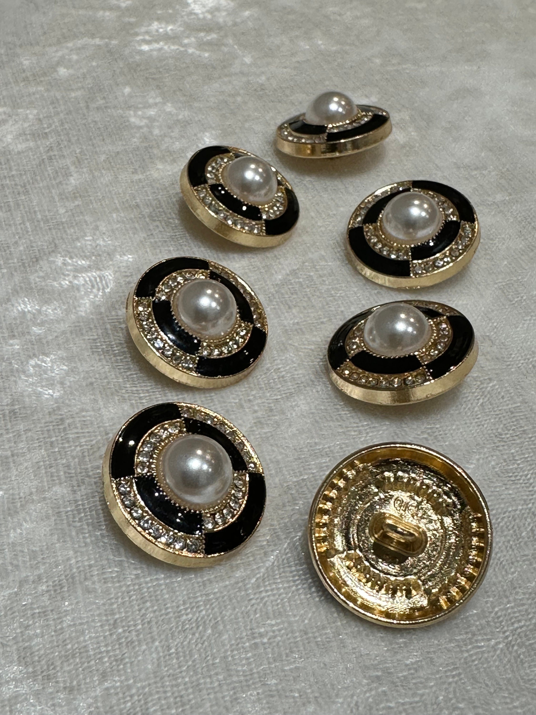 5x Luxury Gold and Black Colour Fancy Large Shank Buttons 18.5mm/22mm ...