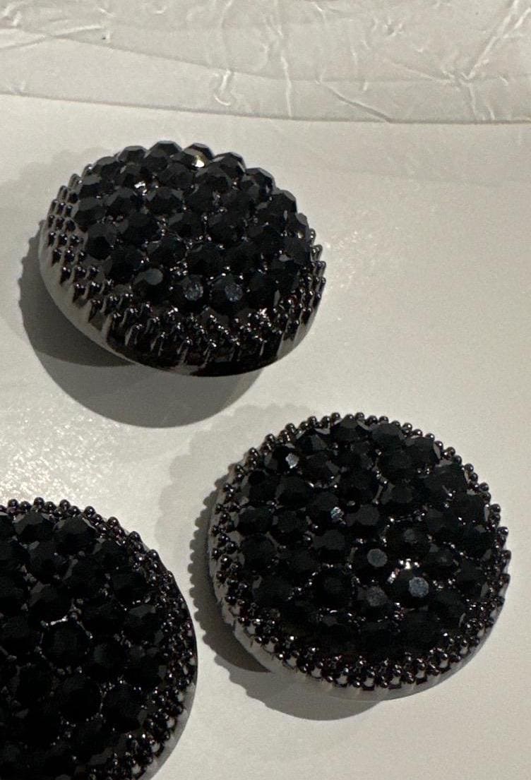 Luxury Black Colour Rhinestone Fancy Large Shank Buttons 11/18/23/25mm ...