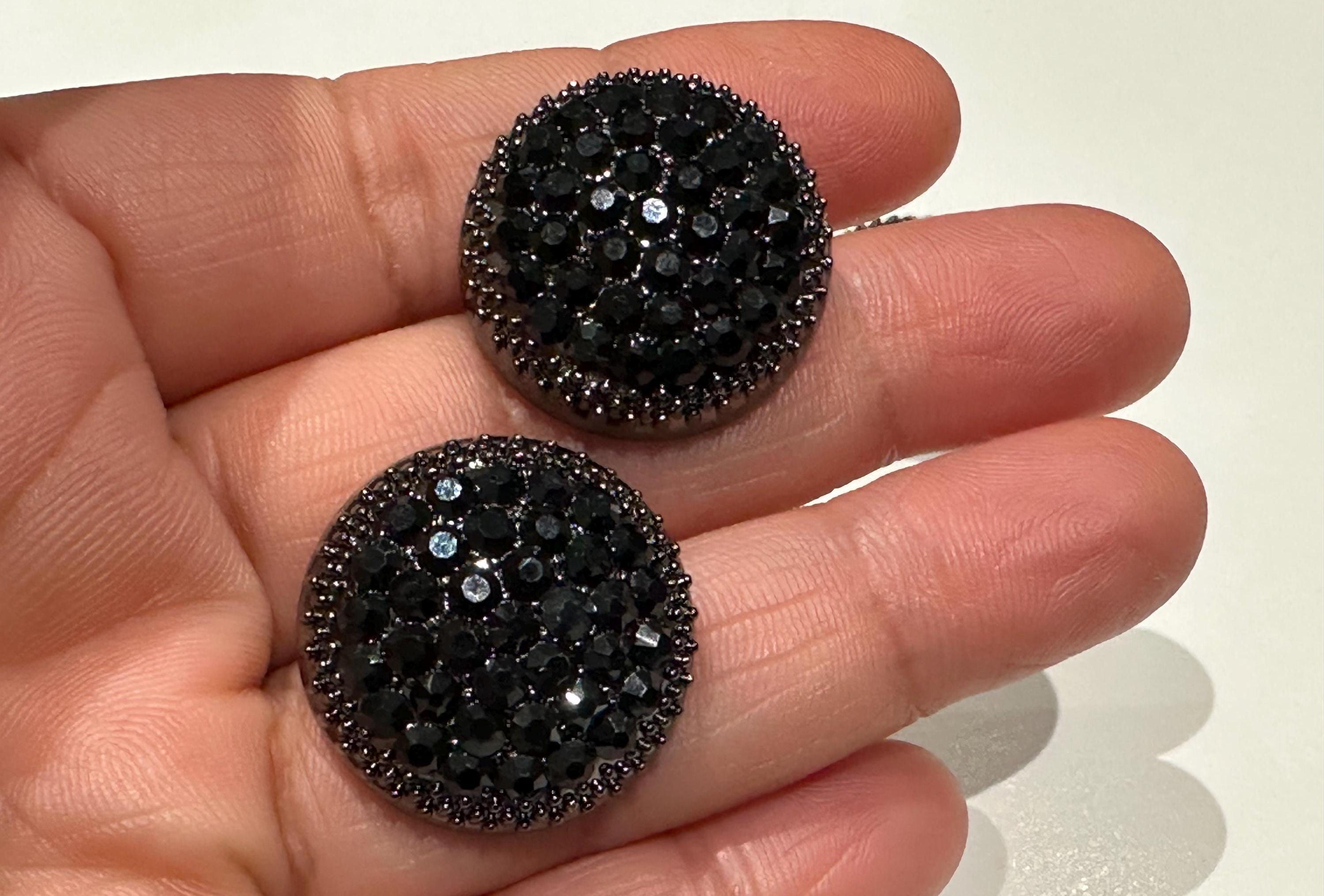 Luxury Black Colour Rhinestone Fancy Large Shank Buttons 11/18/23/25mm ...