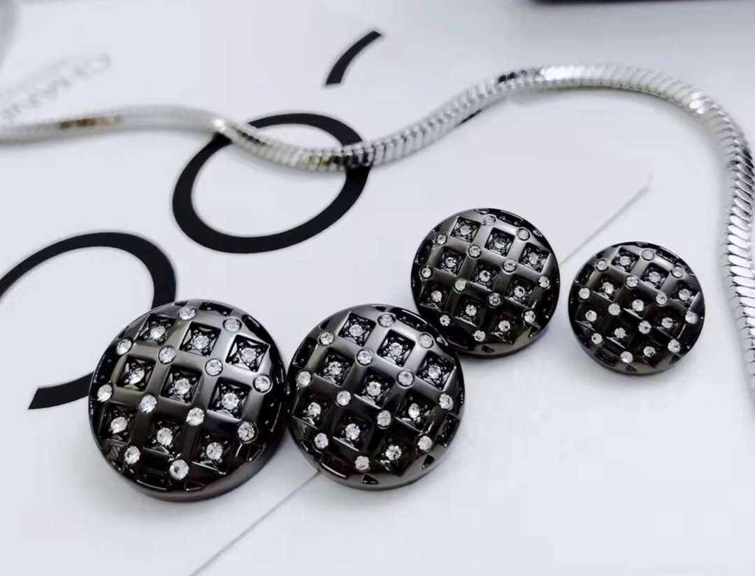 5xluxury Black Colour Rhinestone Fancy Large Shank Buttons/20/23mm ...
