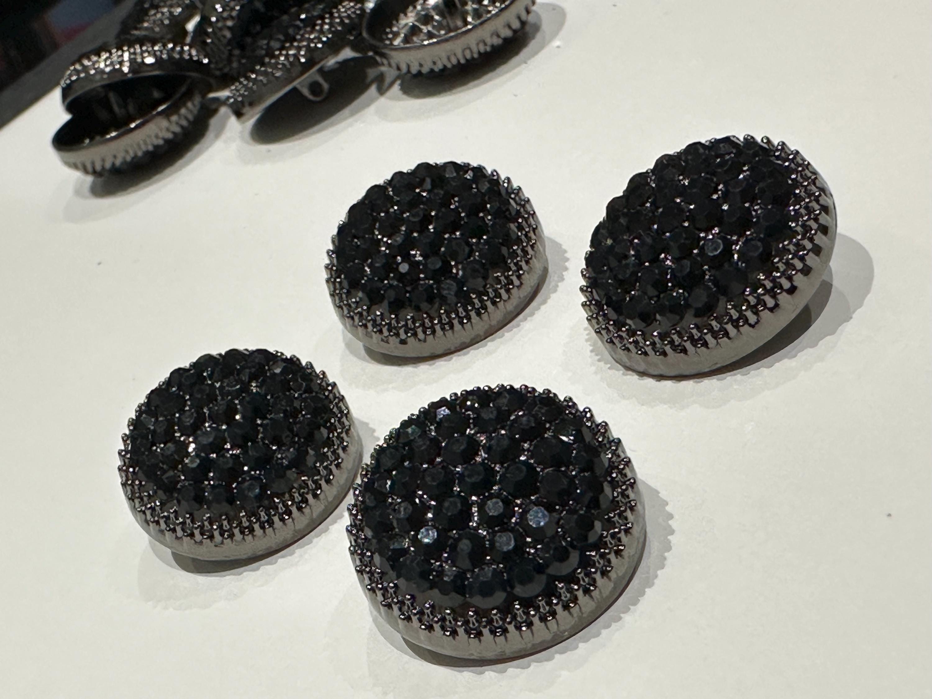 Luxury Black Colour Rhinestone Fancy Large Shank Buttons 11/18/23/25mm ...