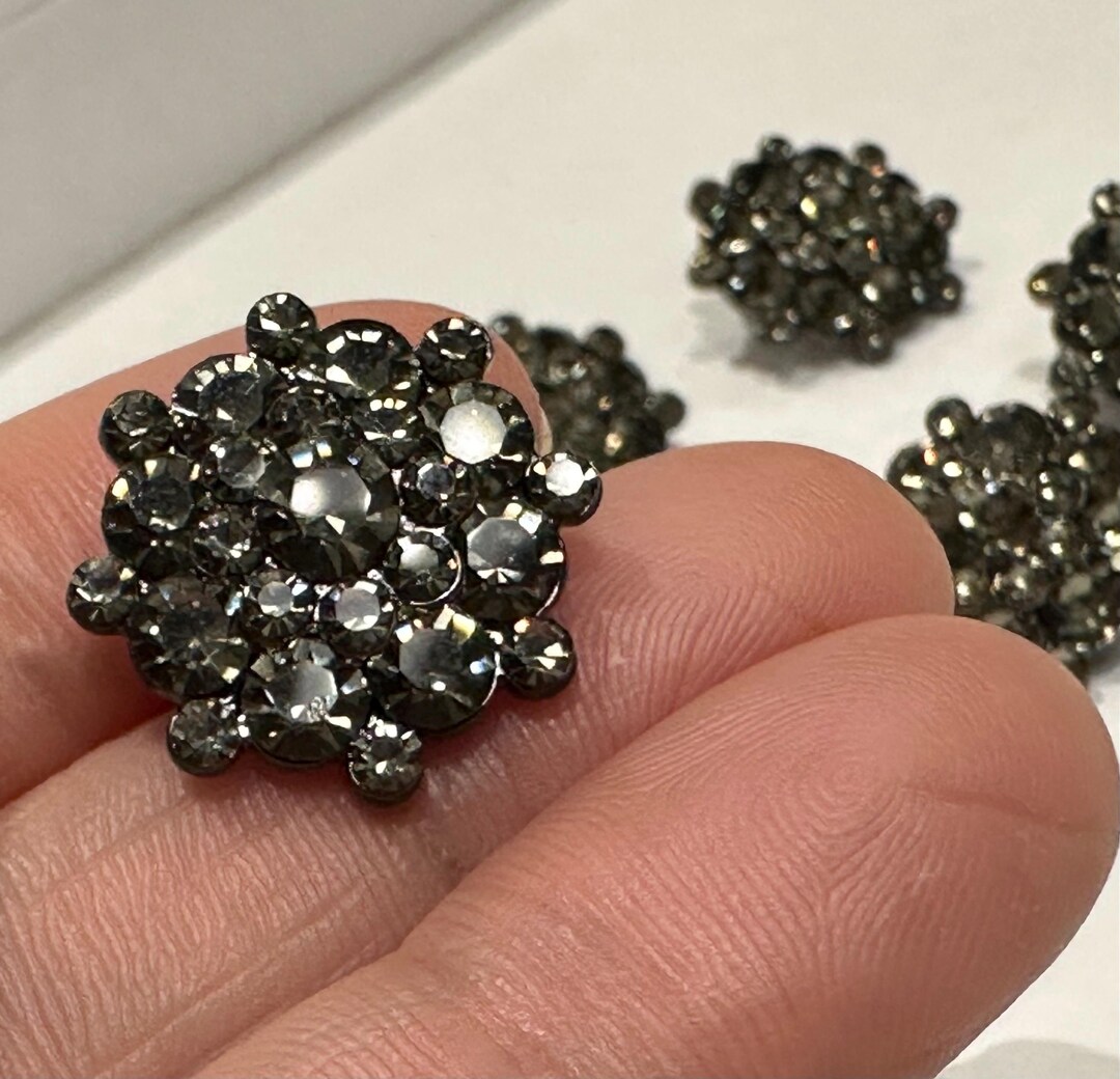 Sparkling Rhinestone Cluster Shank Buttons: Black/red, 18-24mm (set of ...