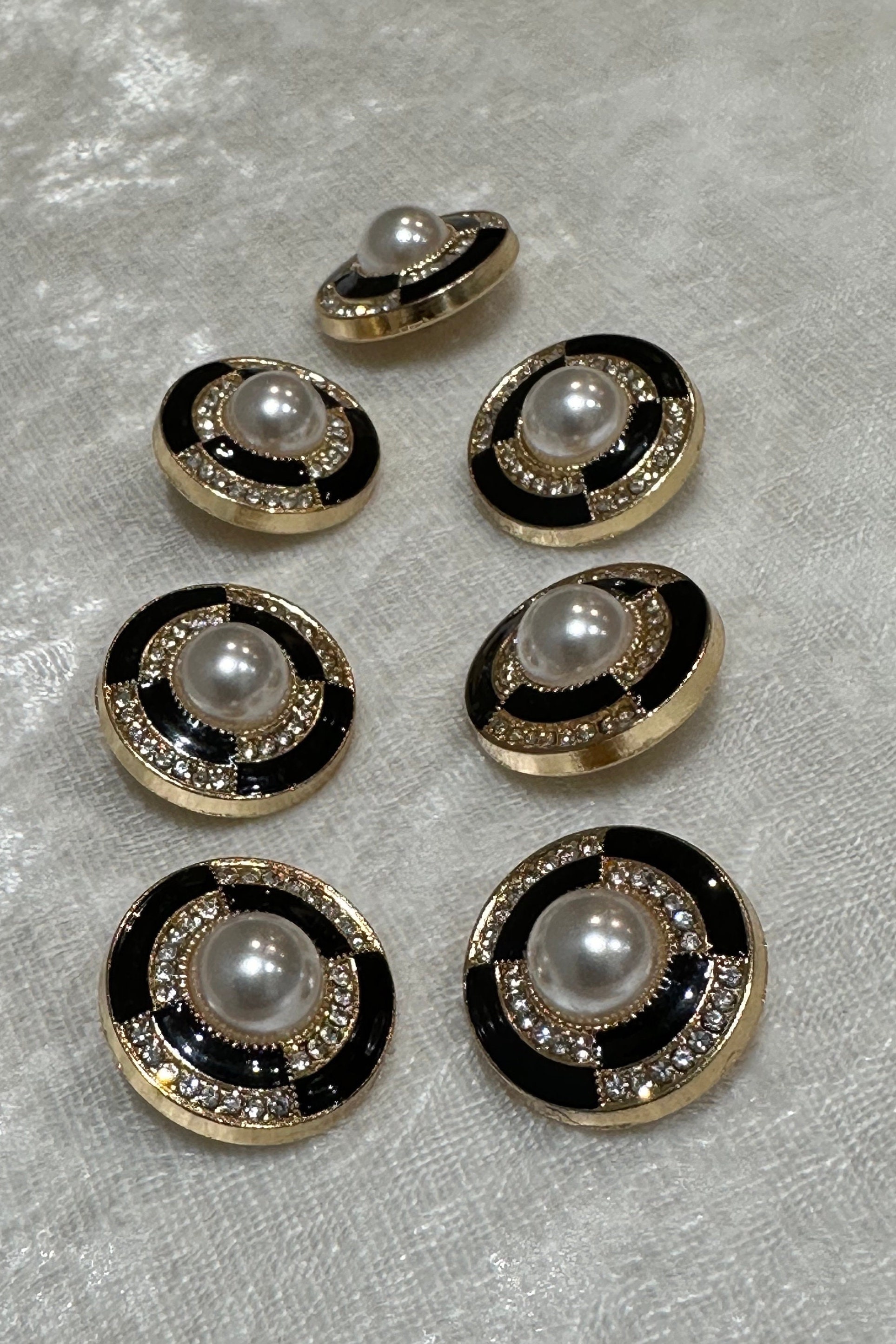 5x Luxury Gold and Black Colour Fancy Large Shank Buttons 18.5mm/22mm ...