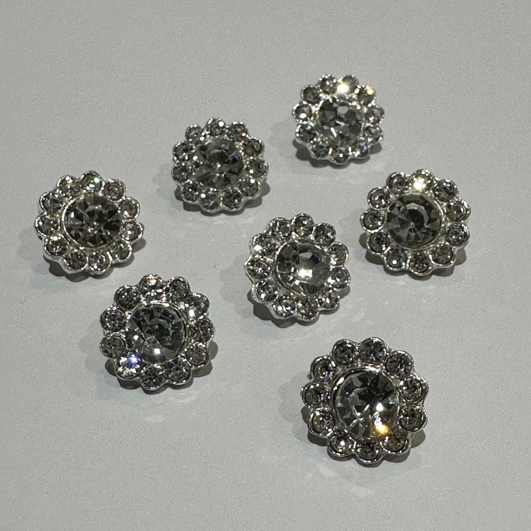 Metal Flower-shaped Rhinestone Buttons Sparkling Shirt Buttons Sewing 12mm/14mm/18mm Buttons DIY ...