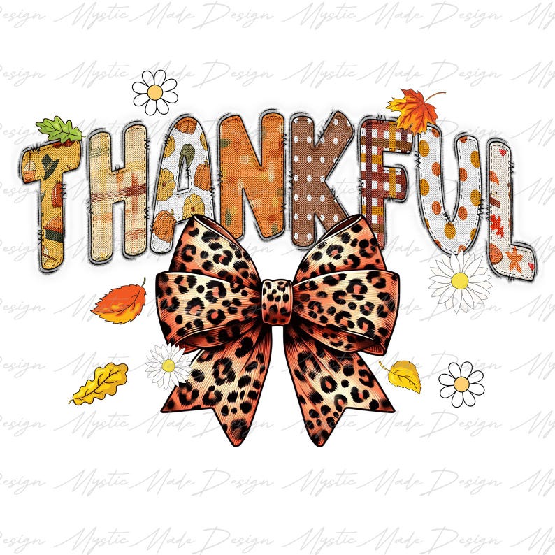 Thankful Embroidery Png, Retro Fall Bow Png, Thanksgiving Coquette Bow ...