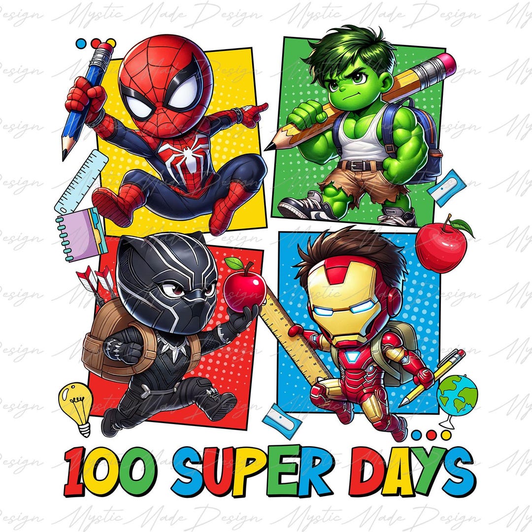 Happy 100 Days of School Png, Superhero School Png, 100 Days Bruh Png ...