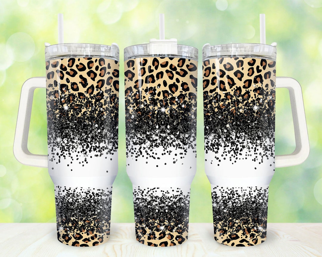 Leopard Glitter 40oz Tumbler Png, Leopard Patter Tumbler 40oz Png ...