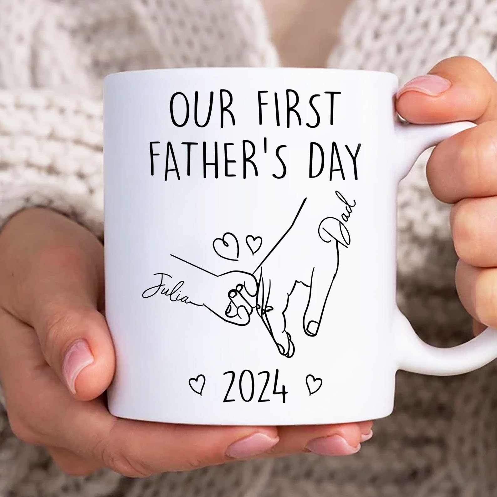 Our First Fathers Day 2024 Mug Wrap, First Dad 11oz Mug Template, Happy ...