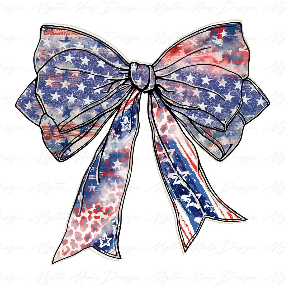 Coquette Usa Flag Png, Retro America Coquette Bow Png, 4th of July Bow ...