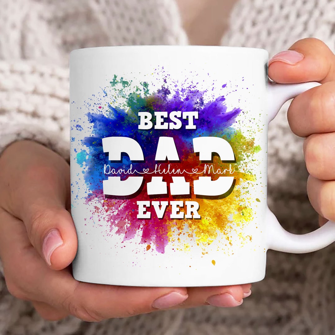 Custom Kids Names Best Dad Ever Mug Wrap, Dad 11oz Mug Template, Happy ...