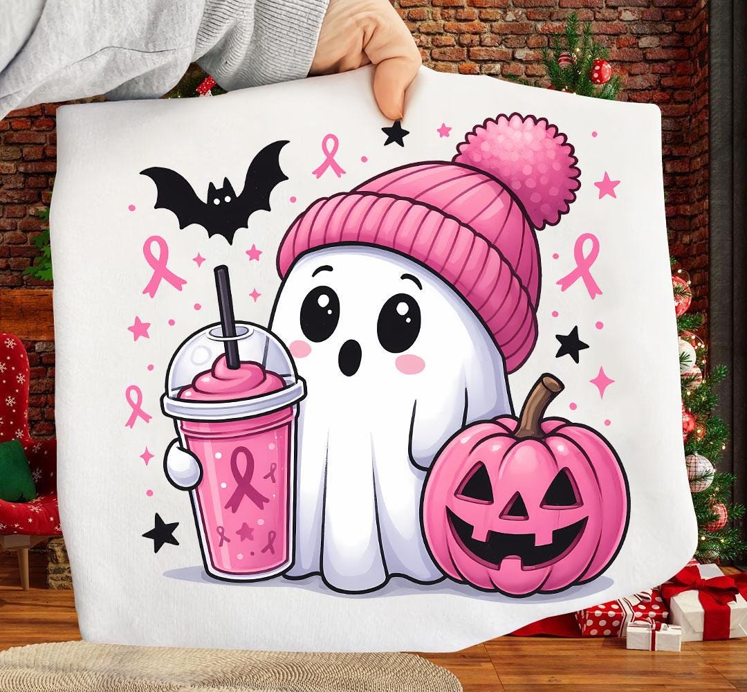 Spooky Ghost Breast Cancer Png, Pink Bougie Ghost Halloween Png, in ...