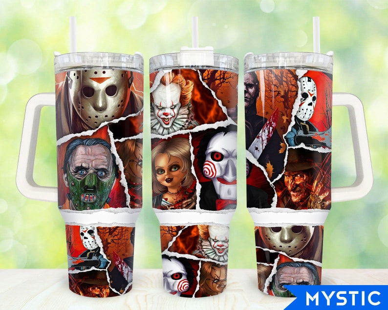 Horror Halloween 40oz Tumbler Png, Horror Characters Tumbler 40oz Png ...