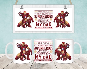 Superhero Dad 11oz Mug Wrap, 11oz Mug Template, Super Dad 11oz Mug Png ...