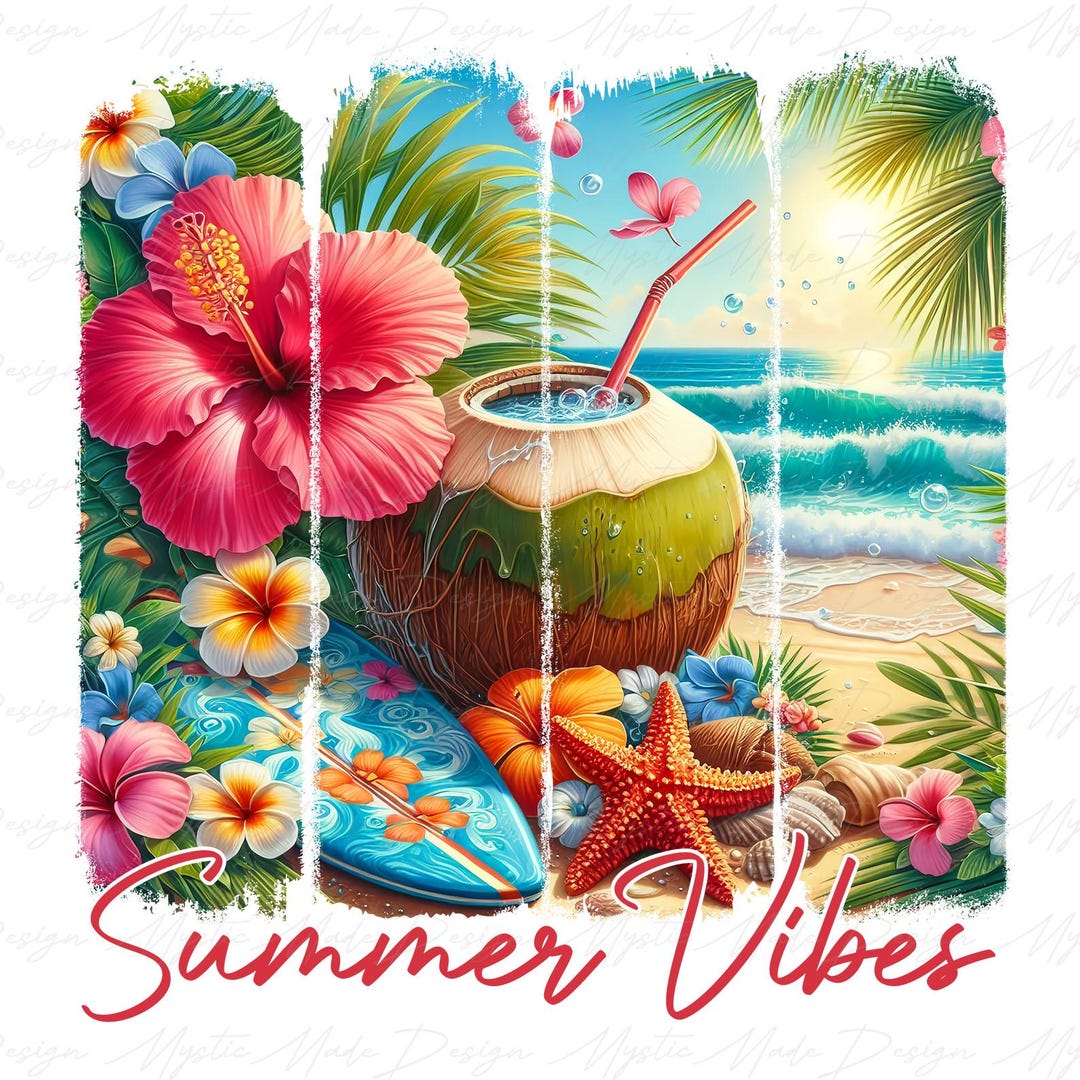 Tropical Summer Png, Beach Png, Retro Summer Png, Boho Summer Vibes Png ...