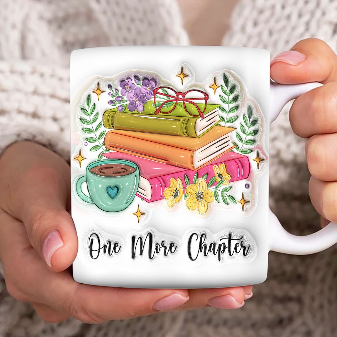 One More Chapter 3D Inflated Mug Wrap, Book 11oz & 15oz Mug Template ...