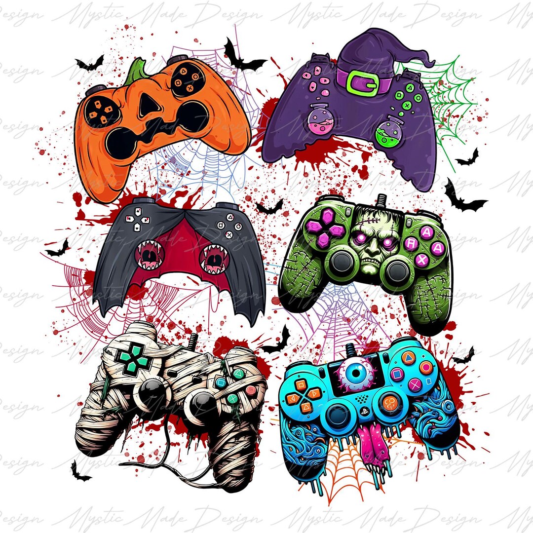 Retro Halloween Gaming Controller Png, Skeleton Zombie Halloween ...