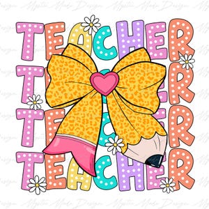 Coquette Bow Teacher Png, Back to School Png, Teacher Appreciation Png ...