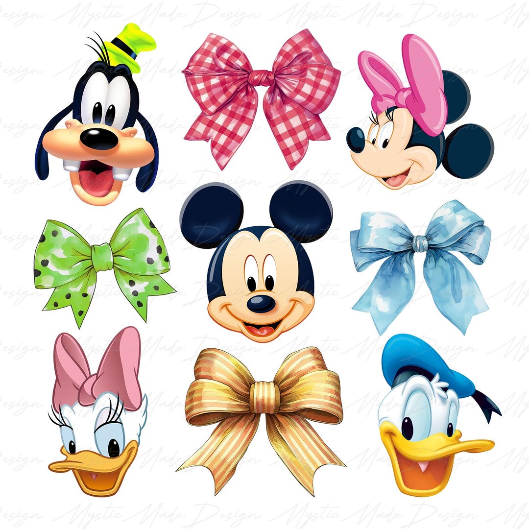 Mouse and Friends Coquette Bow Png, Magic Kingdom Coquette Png, Family ...