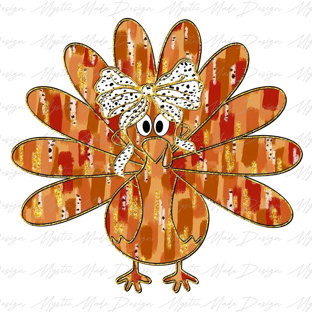 Colorful Coquette Glitter Turkey Png, Bright Color Thanksgiving ...