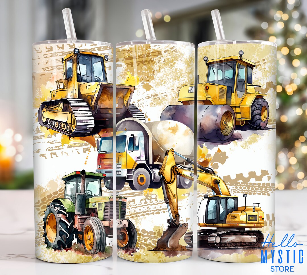 Construction Vehicles 20oz Tumbler Png, Dump Truck,tractor,excavator ...