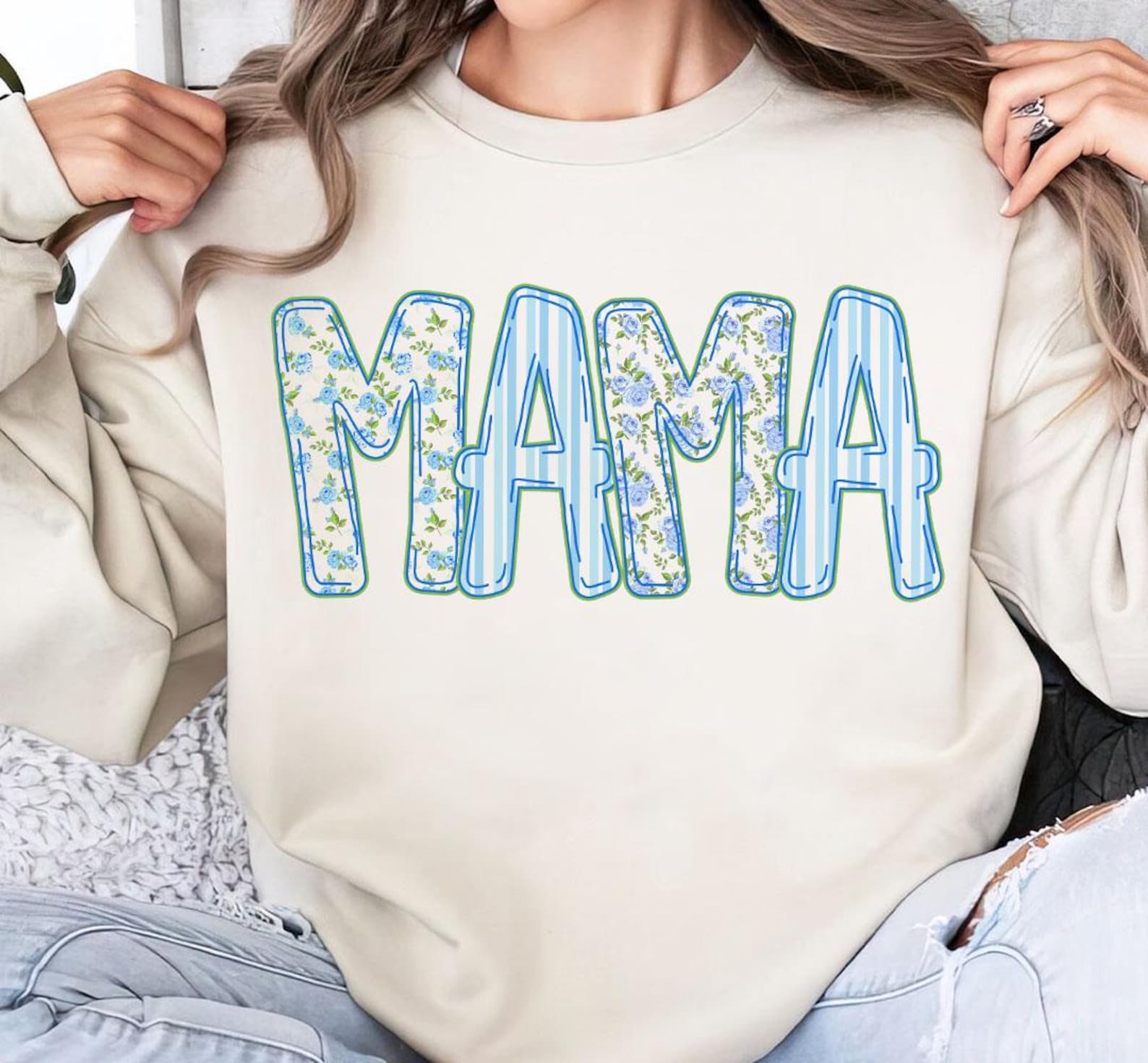 Blue Floral Mama Png, Floral Mama Png, Mama Floral Png, Blue Mama Png ...