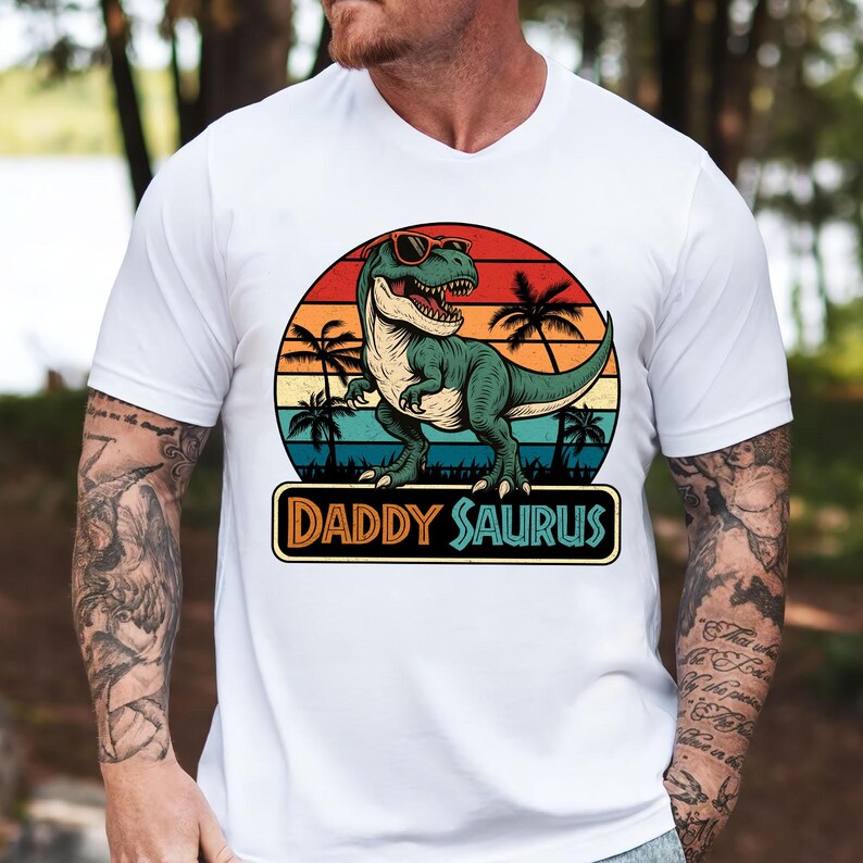 Retro Daddysaurus Png, Papa Saurus T-rex Dinosaur Png, Family Dinosaur ...