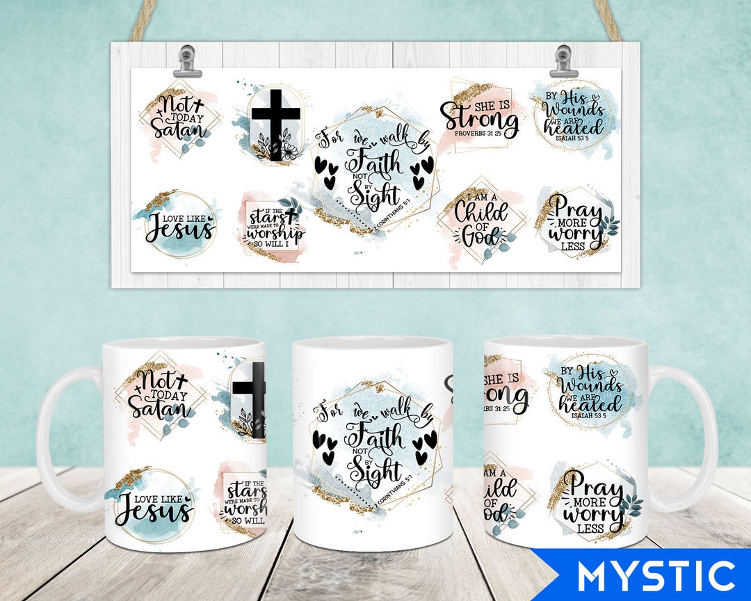Bible Verse Mug Wrap, Religious 11oz & 15oz Mug Template, Faith 11oz ...