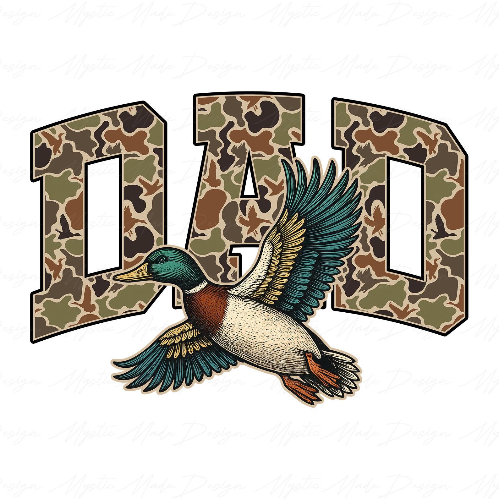 Retro Hunter Dad Png, Camo Flying Mallard Duck Png, Duck Hunting Png ...