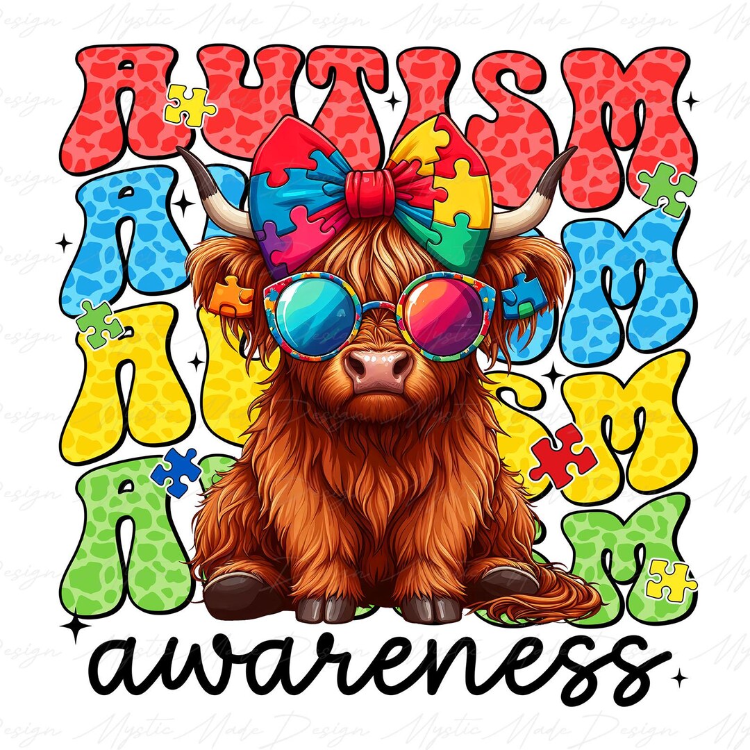 Autism Cow Png, Autism Highland Cow Png, Autism Awareness Png, Autism ...