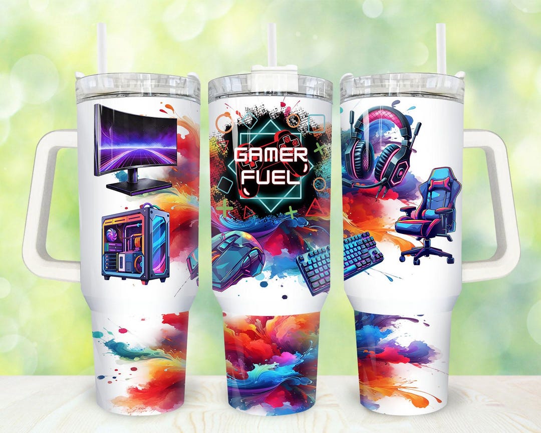 Gamer Fuel 40oz Tumbler Png, Neon Game Tumbler 40oz Png, Gaming 40 Oz ...