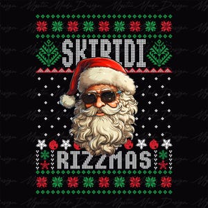 Skibidi Rizzmas Christmas Png, Funny Santa Christmas Design, Santa Bruh ...