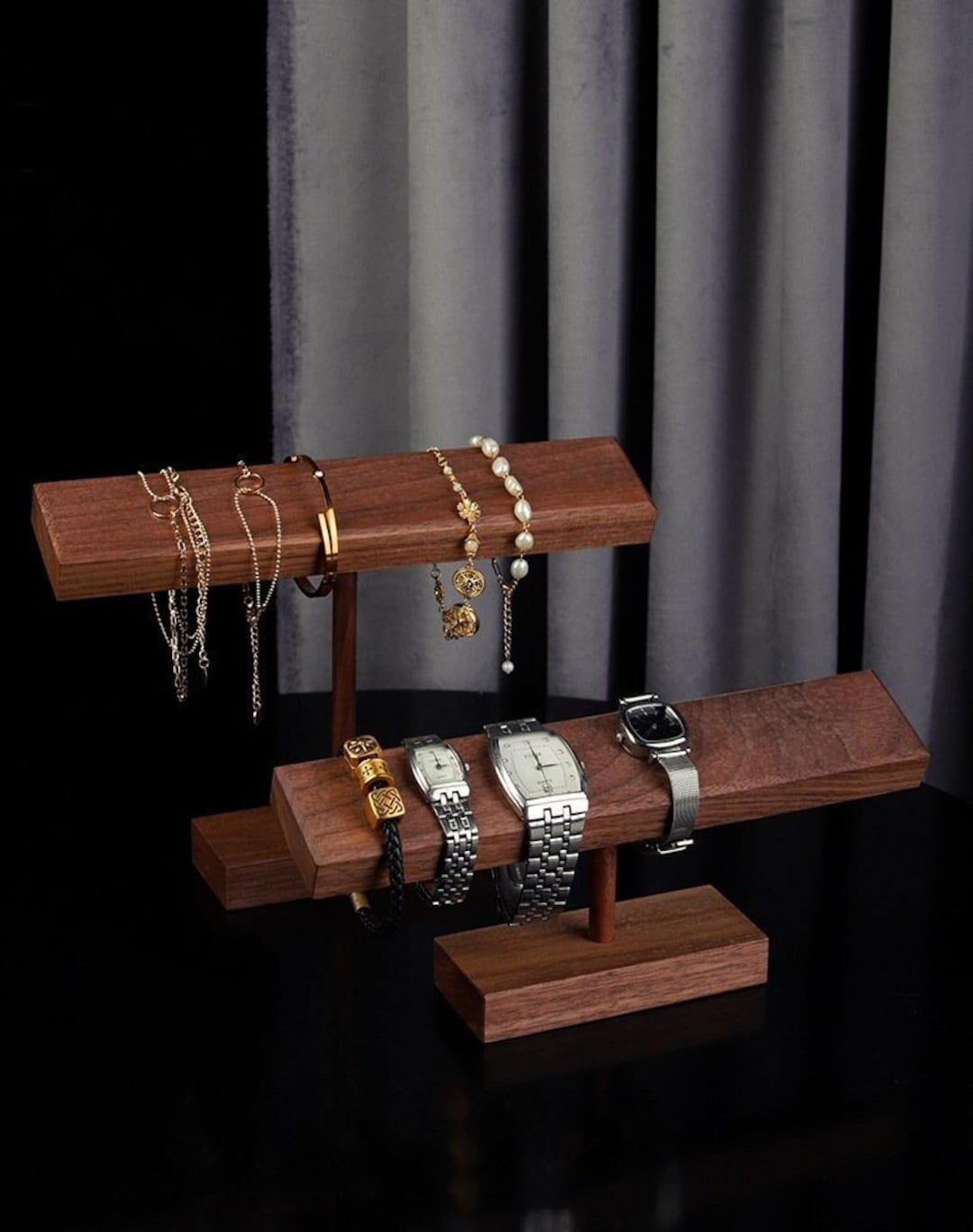 Walnut Wood Bracelet Display, Storage for Your Bracelets and Watches ...