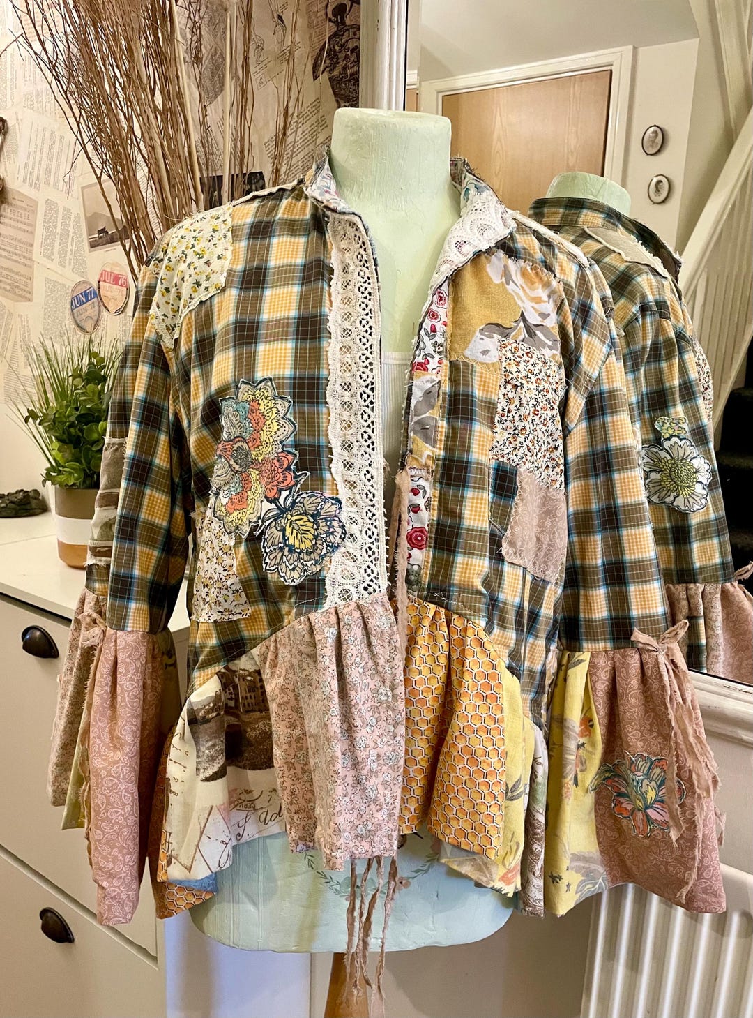 Reversible Handmade Boho/shabby Chic Style Jacket With Flared Sleeves ...