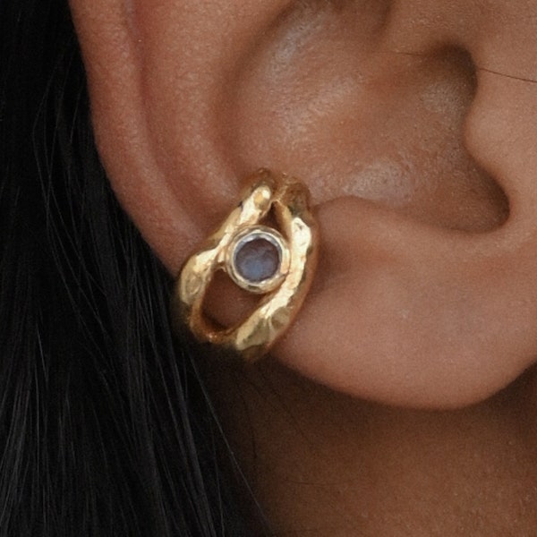 Gold Ear Cuff With Natural Pearl, 18k Gold Plated Brass, Silver or Gold ...