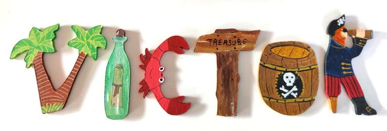 Pirate and Sea Themed Wooden Letters for a Boy's Name, Wooden Letters ...