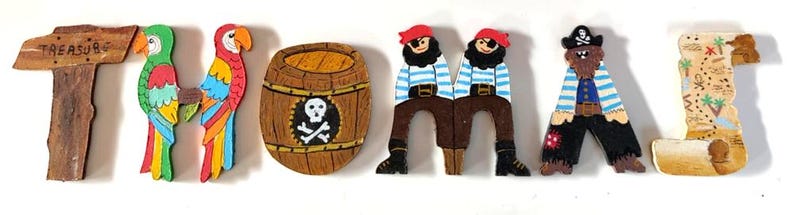 Pirate and Sea Themed Wooden Letters for a Boy's Name, Wooden Letters ...