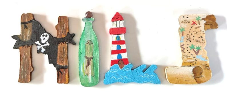 Pirate and Sea Themed Wooden Letters for a Boy's Name, Wooden Letters ...