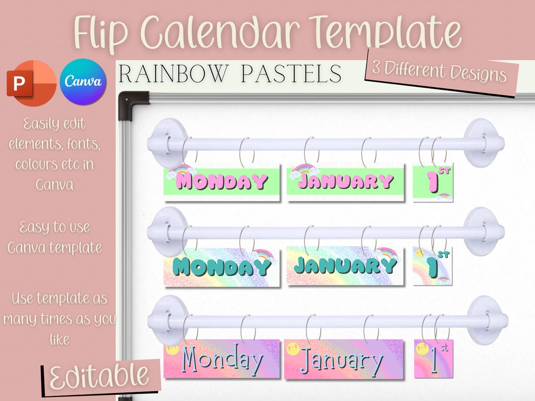 Editable Classroom Flip Calendar, Date Display for Classroom, Canva ...