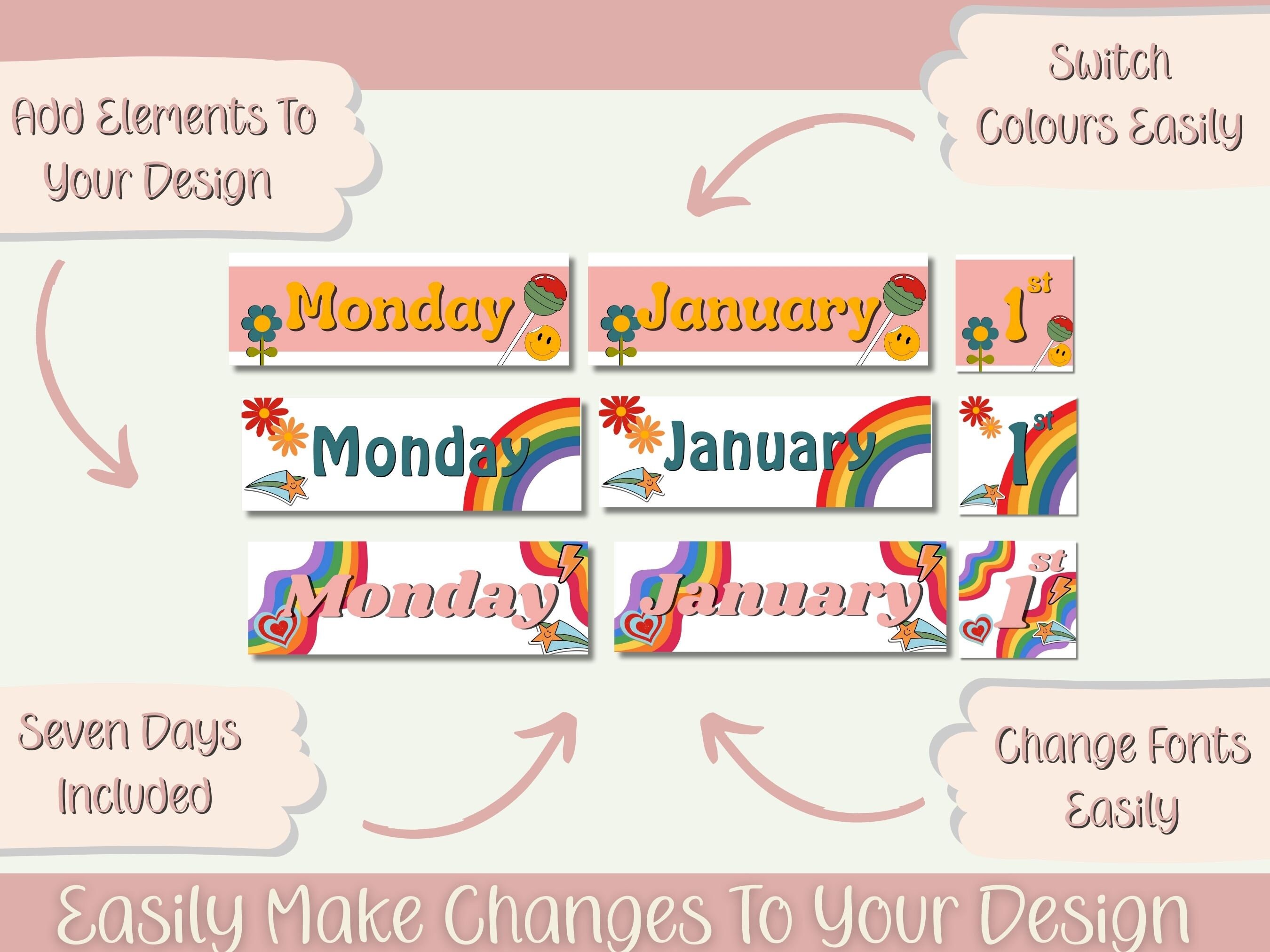 Editable Classroom Flip Calendar, Date Display for Classroom, Canva ...