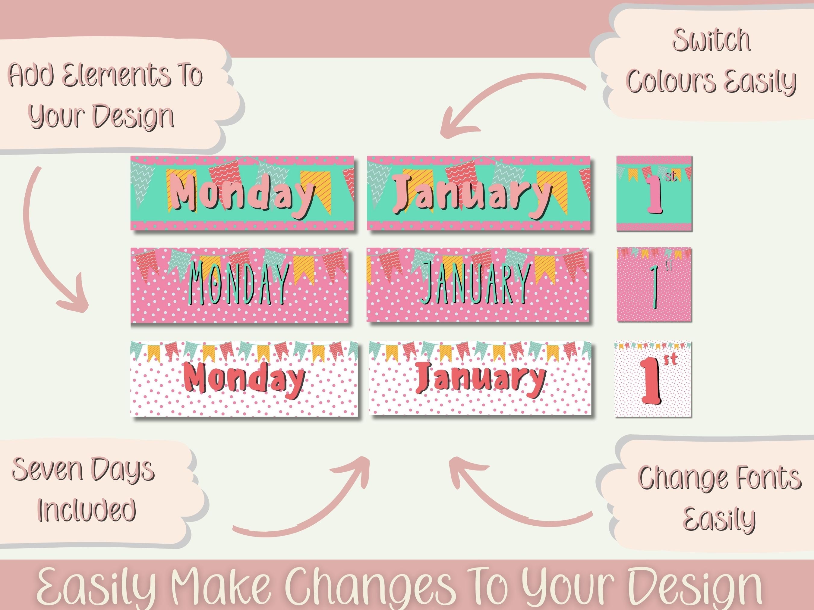 Editable Classroom Flip Calendar, Date Display for Classroom, Canva ...
