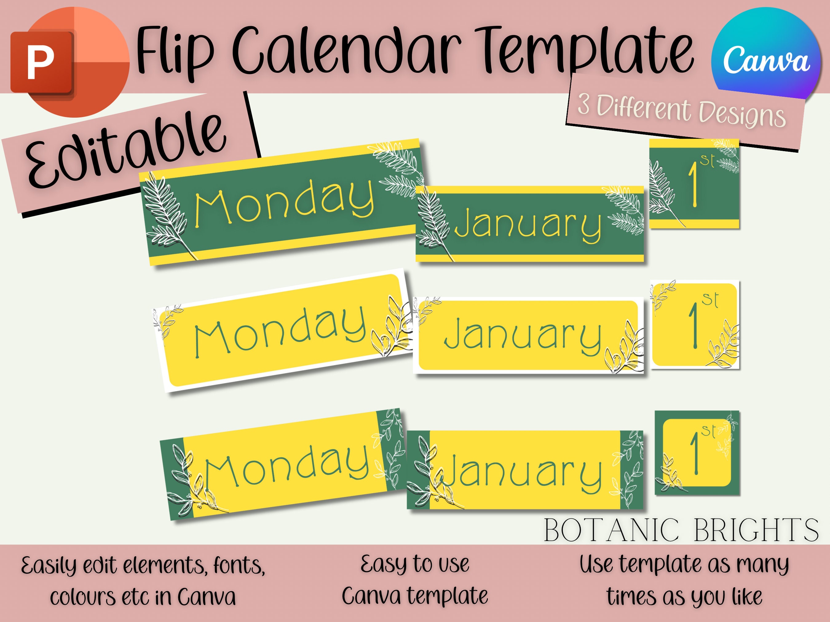 Editable Classroom Flip Calendar, Date Display for Classroom, Canva ...