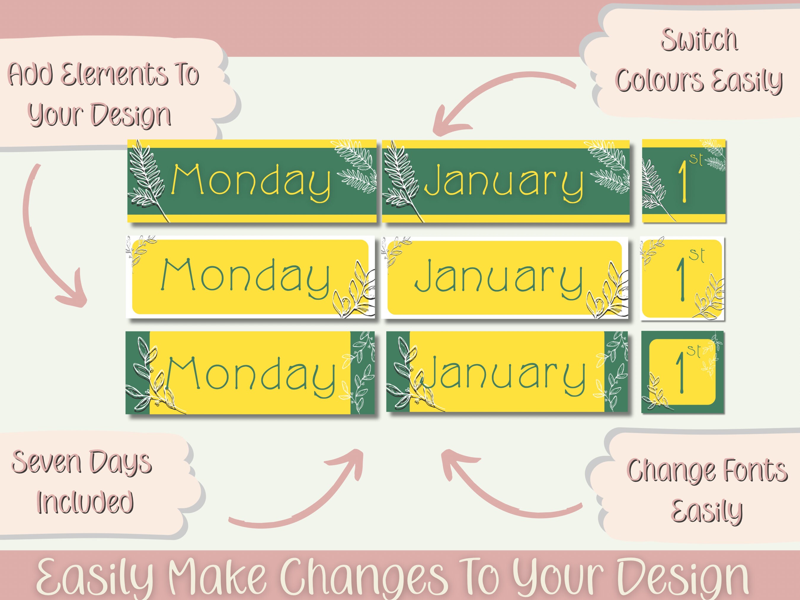 Editable Classroom Flip Calendar, Date Display for Classroom, Canva ...