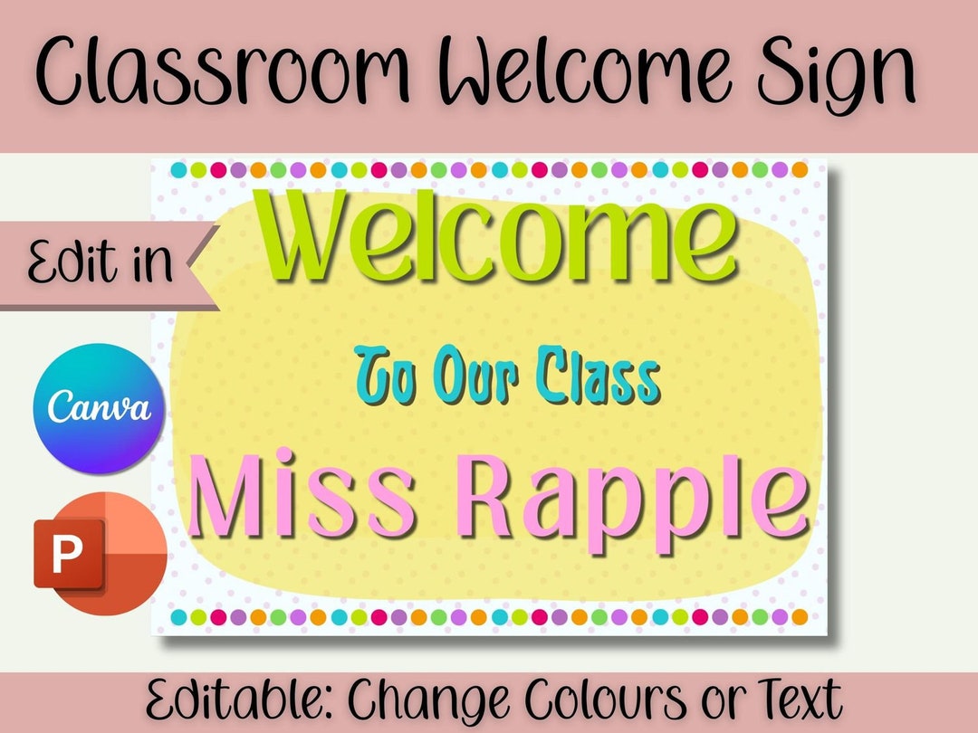 Classroom Decor Elementary, Welcome Sign Template, Canva Editable ...