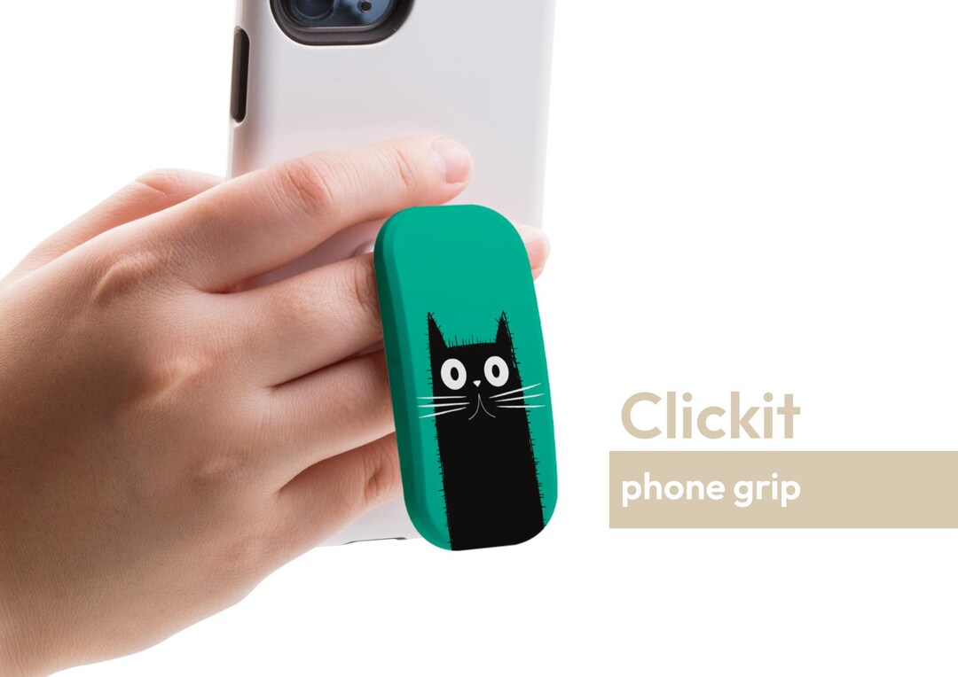 Black Cat Clickit Foldable Phone Grip With Stand, Popsocket Alternative ...