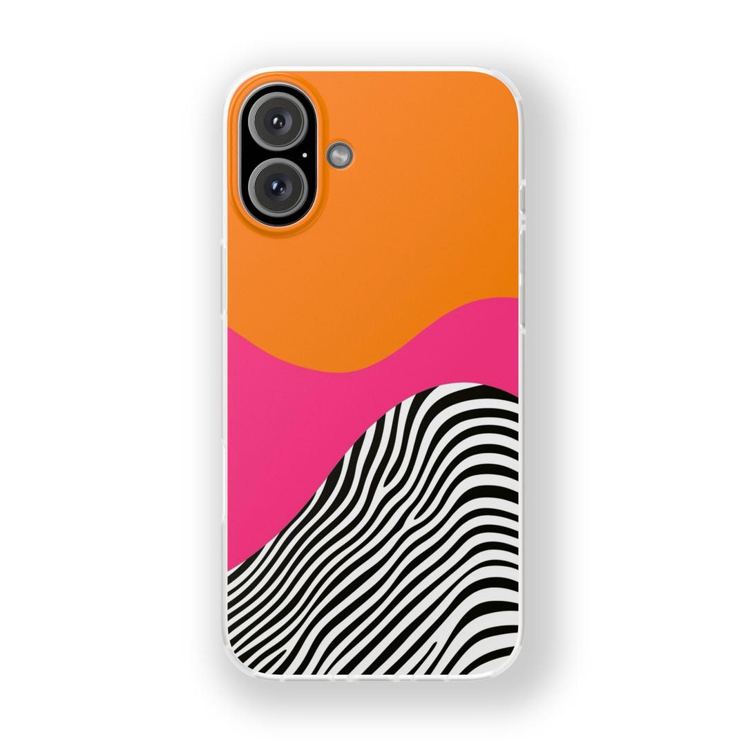 Pink Orange Bauhaus Art Flexible Phone Case, iPhone 16 15 14 13 12 Pro ...